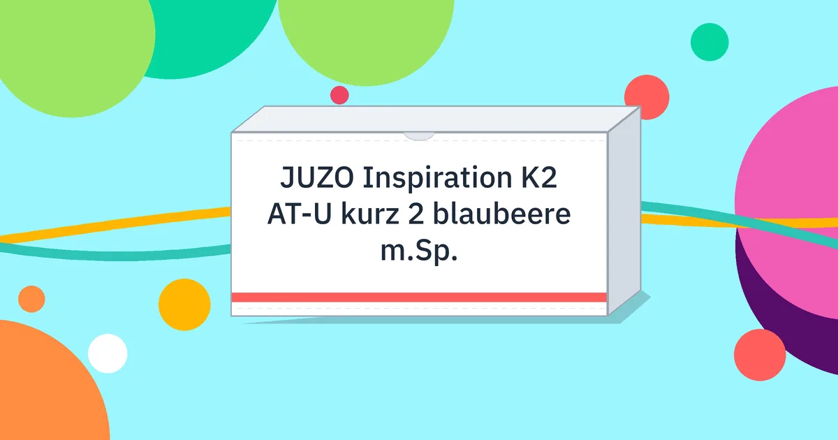 Symbolbild: Packung mit der Aufschrift JUZO Inspiration K2 AT-U kurz 2 blaubeere m.Sp. (PZN 14952342) – Verfügbarkeit und Bezug in Apotheken in Frankfurt am Main