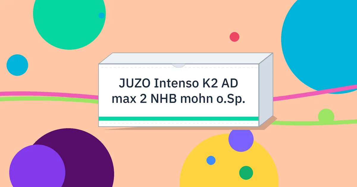 Symbolbild: Packung mit der Aufschrift JUZO Intenso K2 AD max 2 NHB mohn o.Sp. (PZN 18623457) – Verfügbarkeit und Bezug in Apotheken in Frankfurt am Main