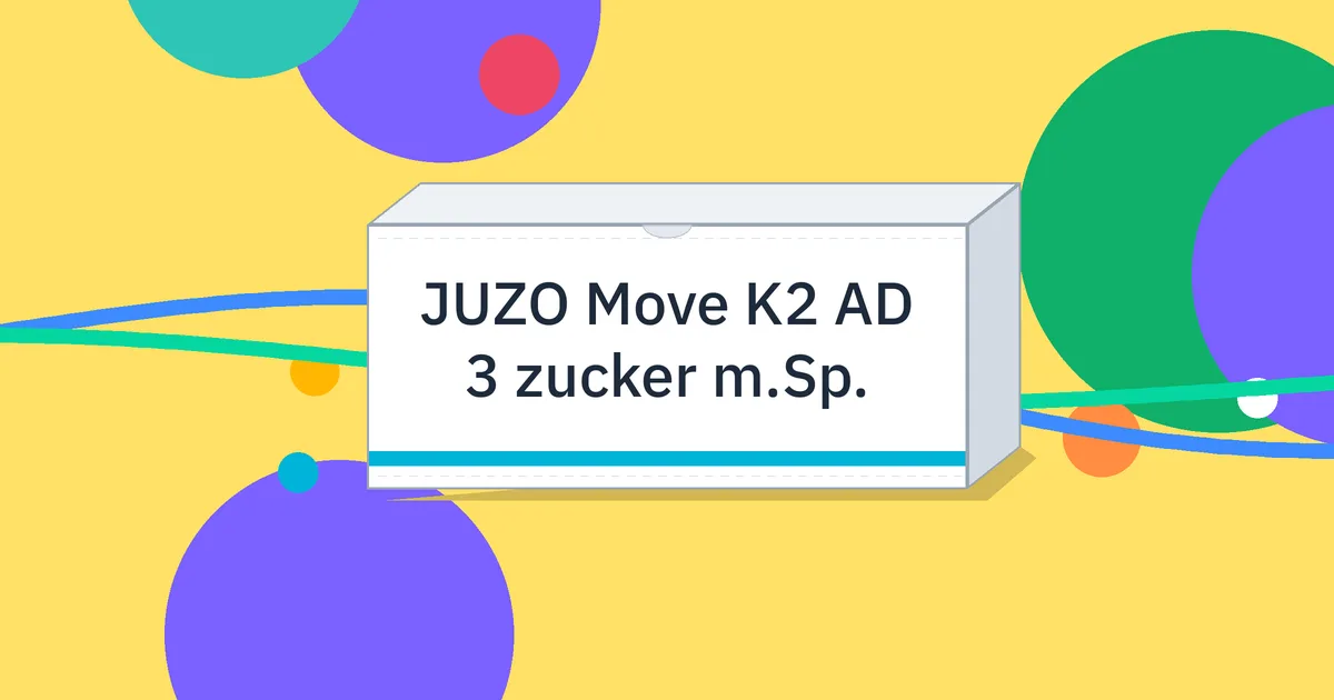 Symbolbild: Packung mit der Aufschrift JUZO Move K2 AD 3 zucker m.Sp. (PZN 18507053) – Verfügbarkeit und Bezug in Apotheken in Frankfurt am Main