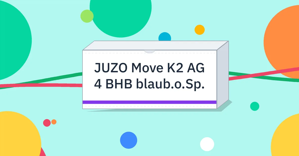 Symbolbild: Packung mit der Aufschrift JUZO Move K2 AG 4 BHB blaub.o.Sp. (PZN 18557766) – Verfügbarkeit und Bezug in Apotheken in Frankfurt am Main