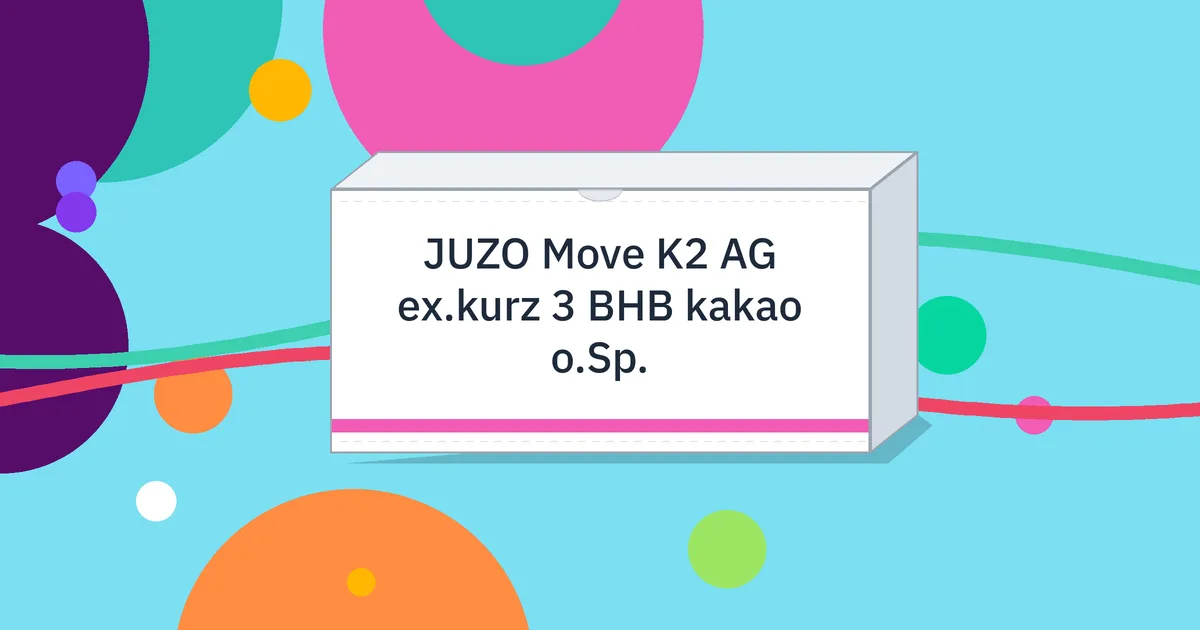 Symbolbild: Packung mit der Aufschrift JUZO Move K2 AG ex.kurz 3 BHB kakao o.Sp. (PZN 18565808) – Verfügbarkeit und Bezug in Apotheken in Frankfurt am Main