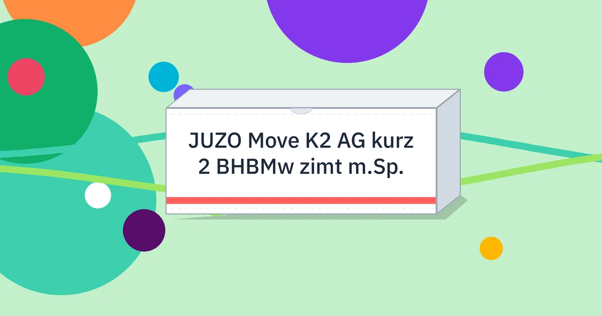 Symbolbild: Packung mit der Aufschrift JUZO Move K2 AG kurz 2 BHBMw zimt m.Sp. (PZN 18528807) – Verfügbarkeit und Bezug in Apotheken in Frankfurt am Main