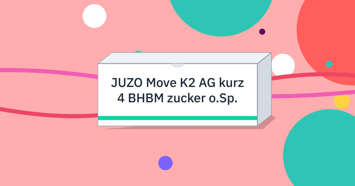 Symbolbild: Packung mit der Aufschrift JUZO Move K2 AG kurz 4 BHBM zucker o.Sp. (PZN 18530460) – Verfügbarkeit und Bezug in Apotheken in Frankfurt am Main