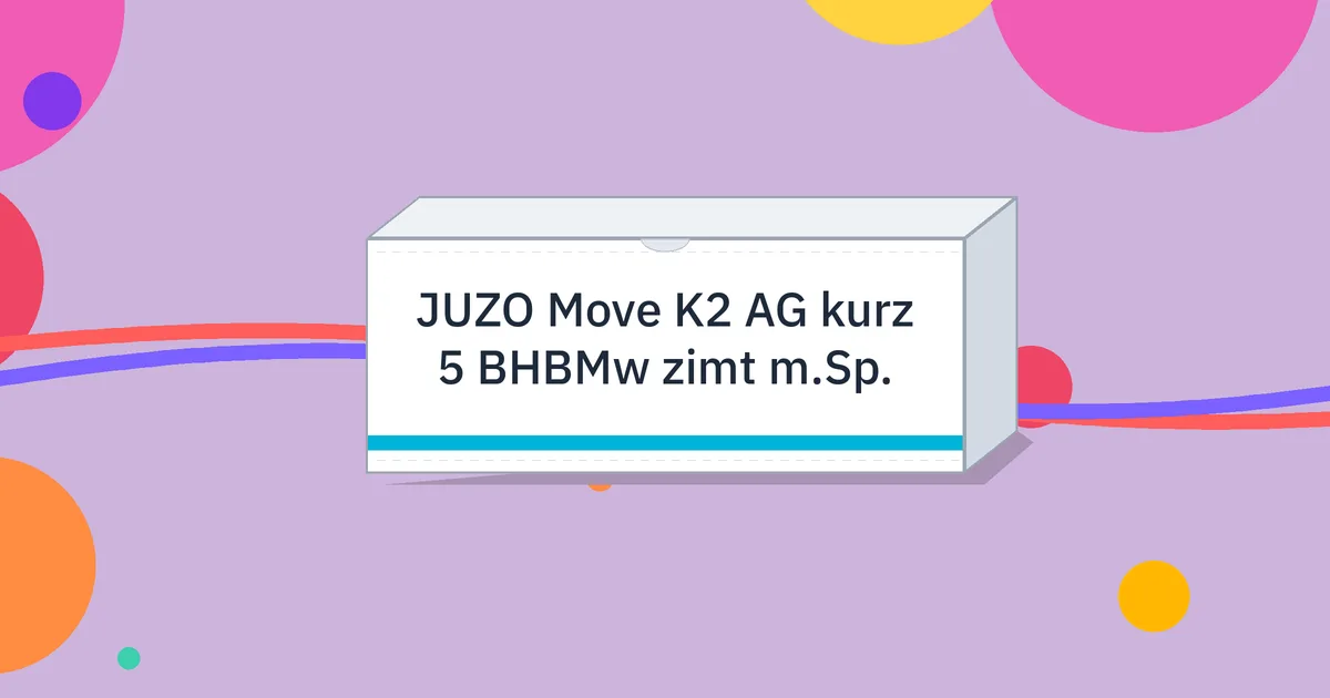 Symbolbild: Packung mit der Aufschrift JUZO Move K2 AG kurz 5 BHBMw zimt m.Sp. (PZN 18528842) – Verfügbarkeit und Bezug in Apotheken in Frankfurt am Main
