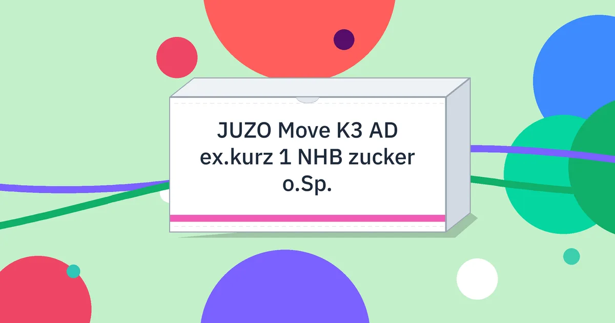 Symbolbild: Packung mit der Aufschrift JUZO Move K3 AD ex.kurz 1 NHB zucker o.Sp. (PZN 18570011) – Verfügbarkeit und Bezug in Apotheken in Frankfurt am Main