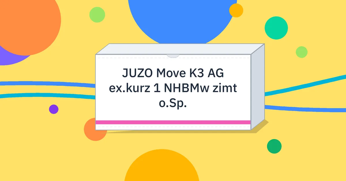 Symbolbild: Packung mit der Aufschrift JUZO Move K3 AG ex.kurz 1 NHBMw zimt o.Sp. (PZN 18584846) – Verfügbarkeit und Bezug in Apotheken in Frankfurt am Main