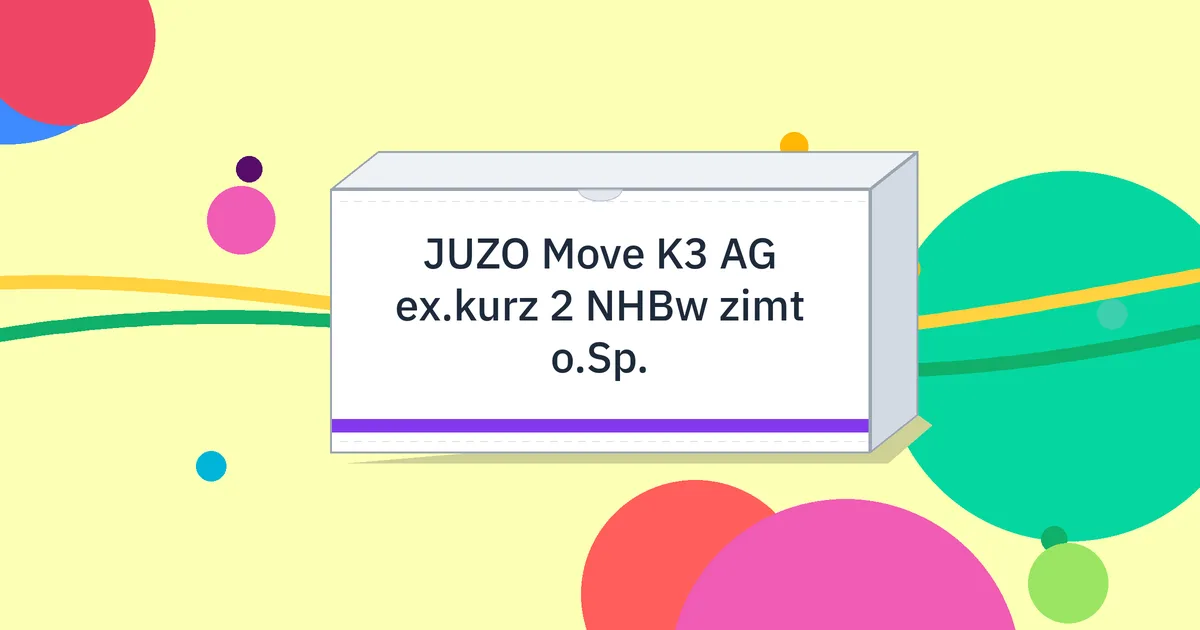 Symbolbild: Packung mit der Aufschrift JUZO Move K3 AG ex.kurz 2 NHBw zimt o.Sp. (PZN 18584415) – Verfügbarkeit und Bezug in Apotheken in Frankfurt am Main