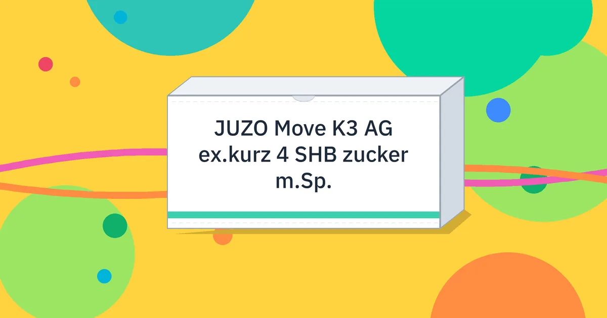Symbolbild: Packung mit der Aufschrift JUZO Move K3 AG ex.kurz 4 SHB zucker m.Sp. (PZN 18583255) – Verfügbarkeit und Bezug in Apotheken in Frankfurt am Main
