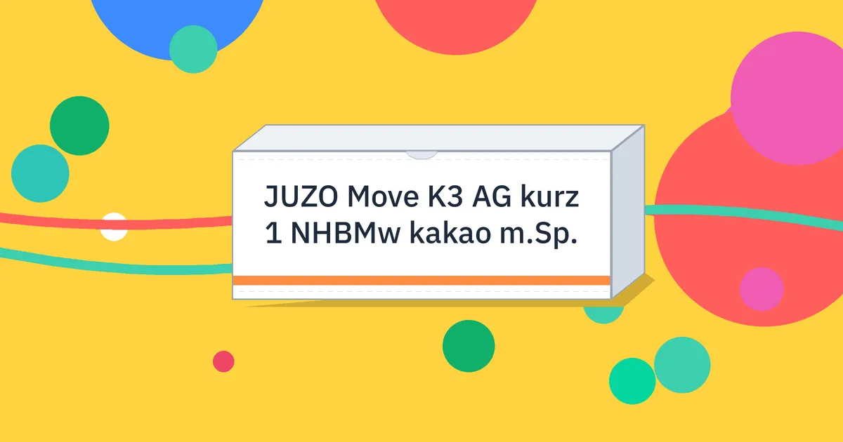 Symbolbild: Packung mit der Aufschrift JUZO Move K3 AG kurz 1 NHBMw kakao m.Sp. (PZN 18590841) – Verfügbarkeit und Bezug in Apotheken in Frankfurt am Main
