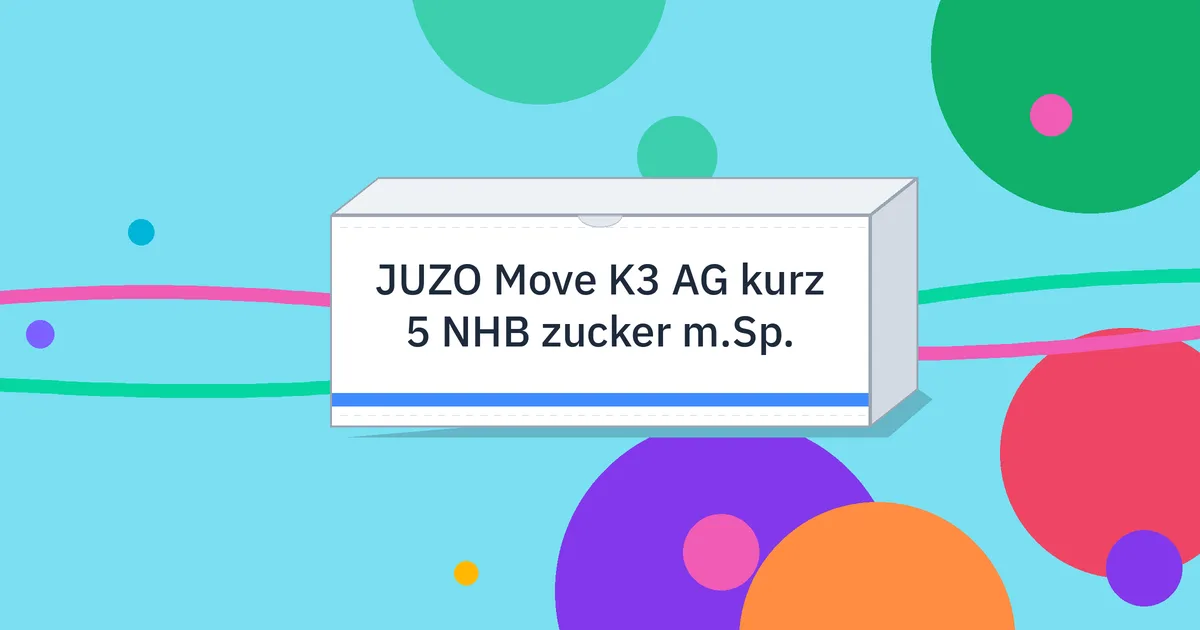 Symbolbild: Packung mit der Aufschrift JUZO Move K3 AG kurz 5 NHB zucker m.Sp. (PZN 18579064) – Verfügbarkeit und Bezug in Apotheken in Frankfurt am Main
