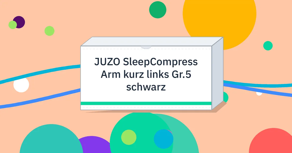 Symbolbild: Packung mit der Aufschrift JUZO SleepCompress Arm kurz links Gr.5 schwarz (PZN 18778208) – Verfügbarkeit und Bezug in Apotheken in Frankfurt am Main