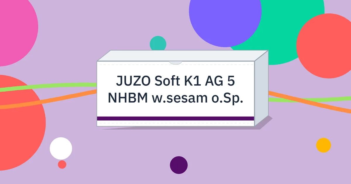 Symbolbild: Packung mit der Aufschrift JUZO Soft K1 AG 5 NHBM w.sesam o.Sp. (PZN 14998953) – Verfügbarkeit und Bezug in Apotheken in Frankfurt am Main