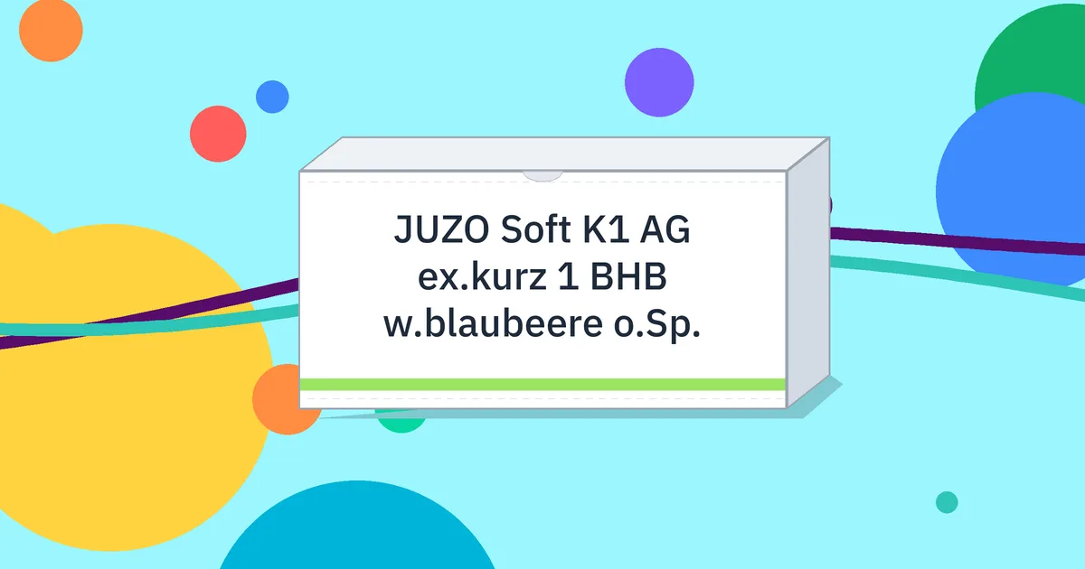 Symbolbild: Packung mit der Aufschrift JUZO Soft K1 AG ex.kurz 1 BHB w.blaubeere o.Sp. (PZN 14840175) – Verfügbarkeit und Bezug in Apotheken in Frankfurt am Main