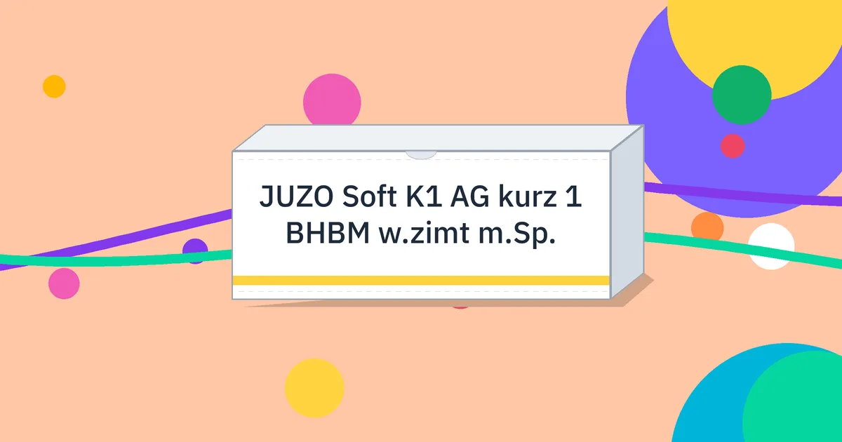 Symbolbild: Packung mit der Aufschrift JUZO Soft K1 AG kurz 1 BHBM w.zimt m.Sp. (PZN 14863408) – Verfügbarkeit und Bezug in Apotheken in Frankfurt am Main