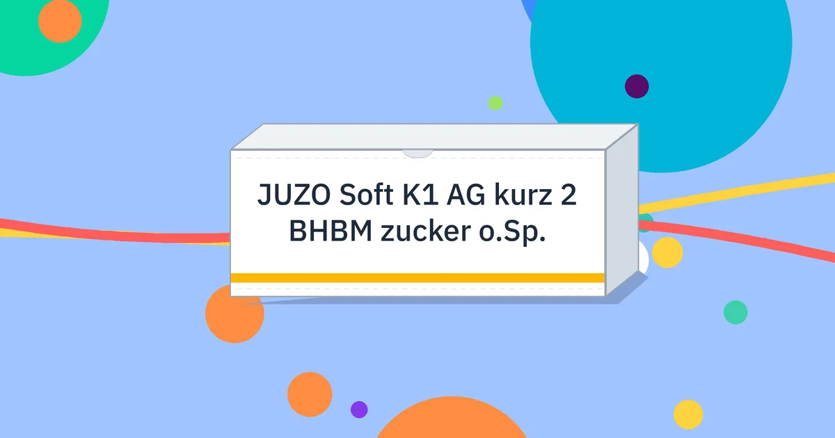 Symbolbild: Packung mit der Aufschrift JUZO Soft K1 AG kurz 2 BHBM zucker o.Sp. (PZN 14857365) – Verfügbarkeit und Bezug in Apotheken in Frankfurt am Main