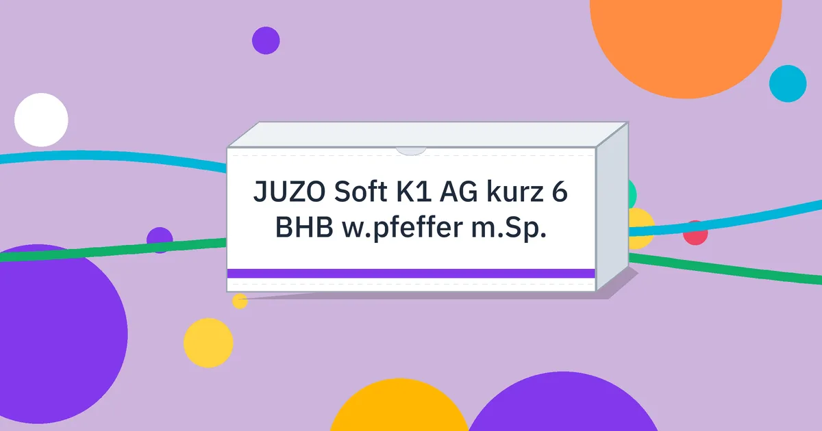 Symbolbild: Packung mit der Aufschrift JUZO Soft K1 AG kurz 6 BHB w.pfeffer m.Sp. (PZN 14837948) – Verfügbarkeit und Bezug in Apotheken in Frankfurt am Main