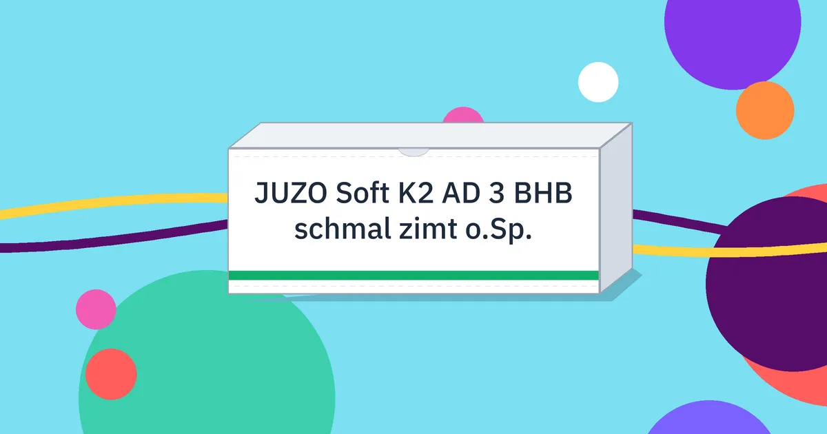 Symbolbild: Packung mit der Aufschrift JUZO Soft K2 AD 3 BHB schmal zimt o.Sp. (PZN 15466951) – Verfügbarkeit und Bezug in Apotheken in Frankfurt am Main