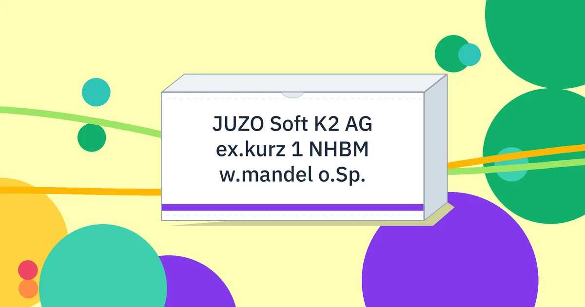 Symbolbild: Packung mit der Aufschrift JUZO Soft K2 AG ex.kurz 1 NHBM w.mandel o.Sp. (PZN 15021284) – Verfügbarkeit und Bezug in Apotheken in Frankfurt am Main