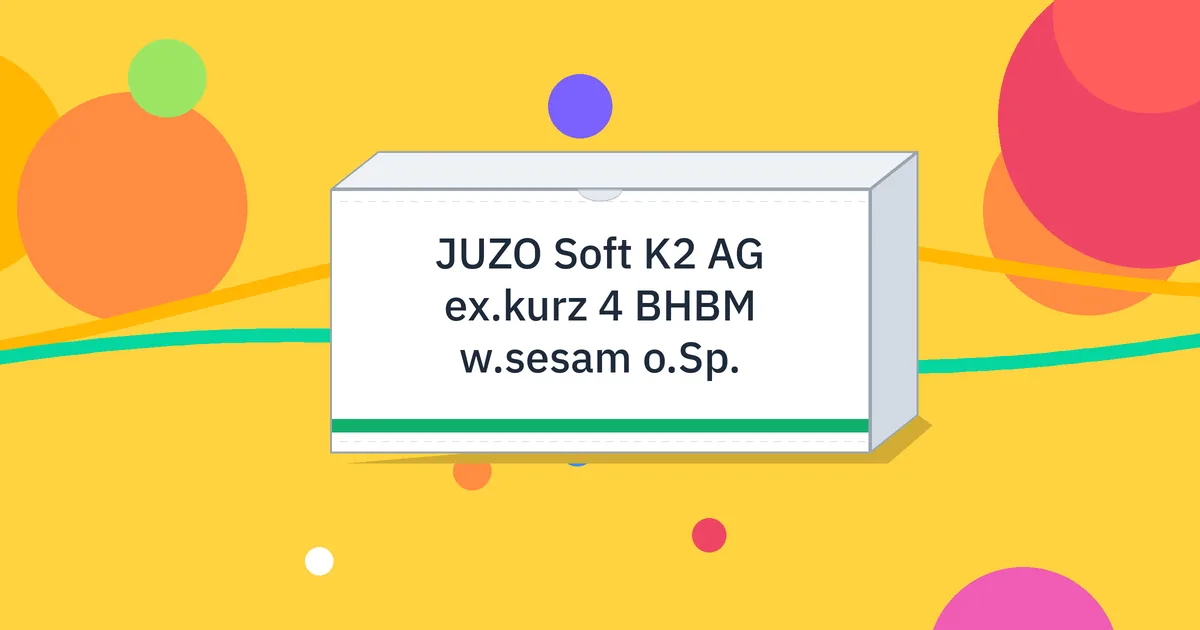 Symbolbild: Packung mit der Aufschrift JUZO Soft K2 AG ex.kurz 4 BHBM w.sesam o.Sp. (PZN 14870093) – Verfügbarkeit und Bezug in Apotheken in Frankfurt am Main