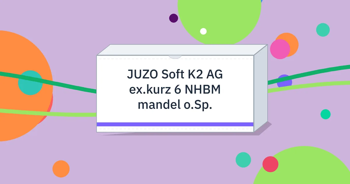 Symbolbild: Packung mit der Aufschrift JUZO Soft K2 AG ex.kurz 6 NHBM mandel o.Sp. (PZN 15002401) – Verfügbarkeit und Bezug in Apotheken in Frankfurt am Main