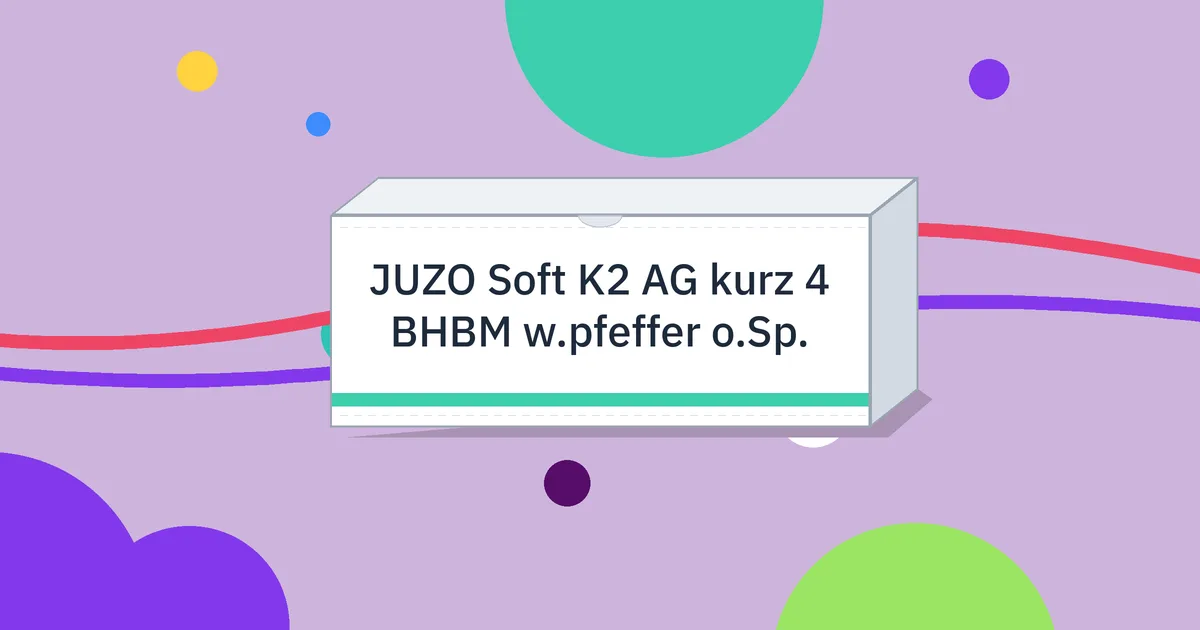 Symbolbild: Packung mit der Aufschrift JUZO Soft K2 AG kurz 4 BHBM w.pfeffer o.Sp. (PZN 14869316) – Verfügbarkeit und Bezug in Apotheken in Frankfurt am Main