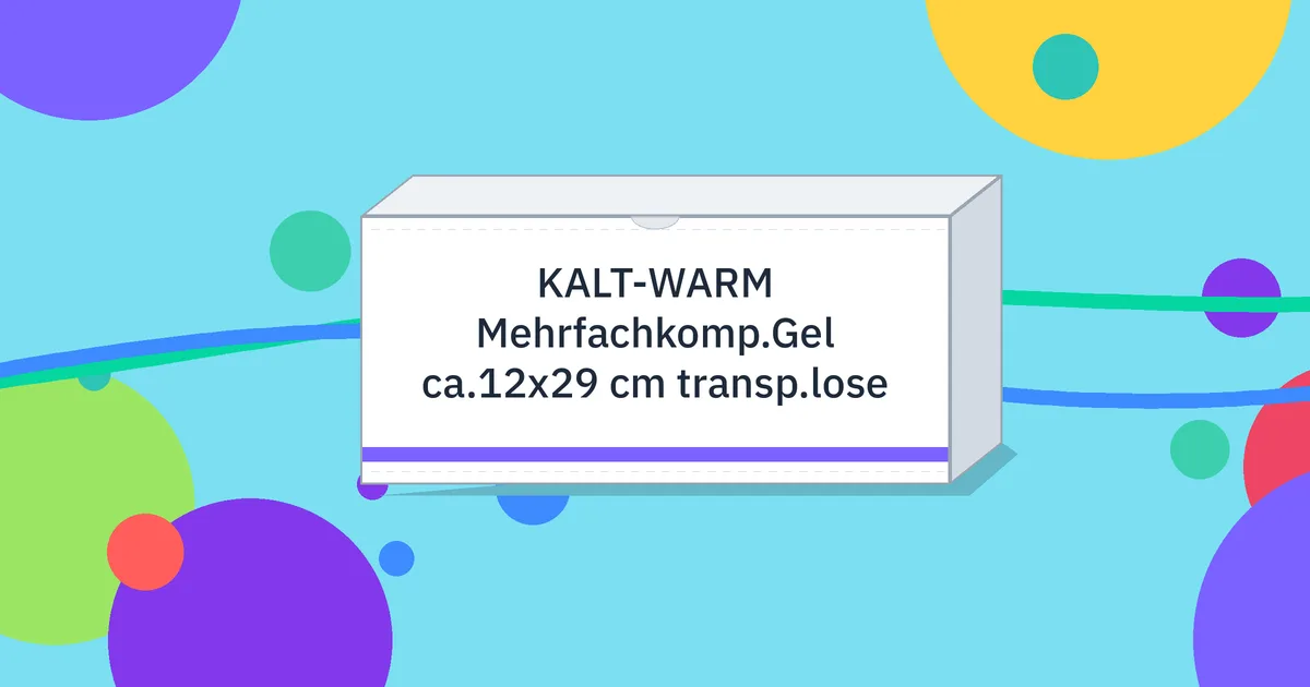Symbolbild: Packung mit der Aufschrift KALT-WARM Mehrfachkomp.Gel ca.12x29 cm transp.lose (PZN 12373580) – Verfügbarkeit und Bezug in Apotheken in Frankfurt am Main