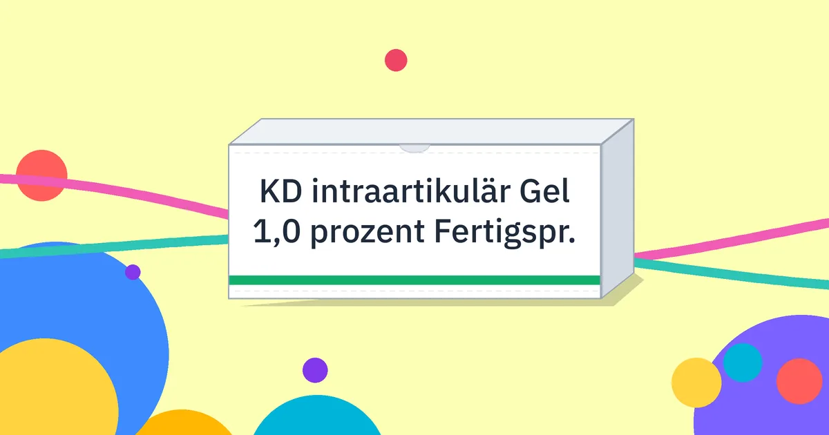 Symbolbild: Packung mit der Aufschrift KD intraartikulär Gel 1,0 prozent Fertigspr. (PZN 13227952) – Verfügbarkeit und Bezug in Apotheken in Frankfurt am Main