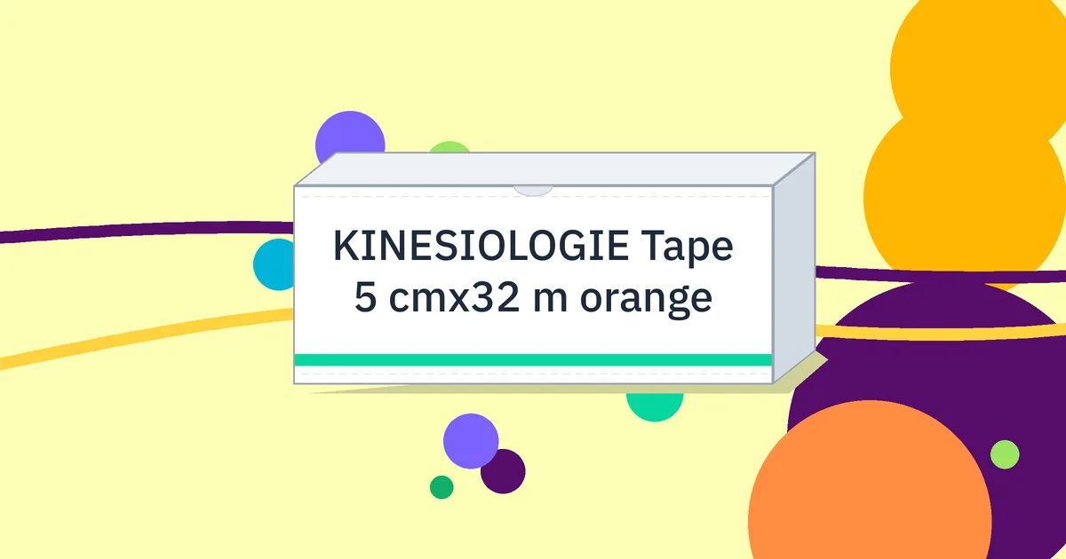 Symbolbild: Packung mit der Aufschrift KINESIOLOGIE Tape 5 cmx32 m orange (PZN 10252464) – Verfügbarkeit und Bezug in Apotheken in Frankfurt am Main