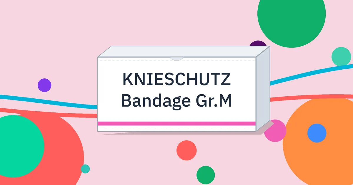 Symbolbild: Packung mit der Aufschrift KNIESCHUTZ Bandage Gr.M (PZN 20162288) – Verfügbarkeit und Bezug in Apotheken in Frankfurt am Main