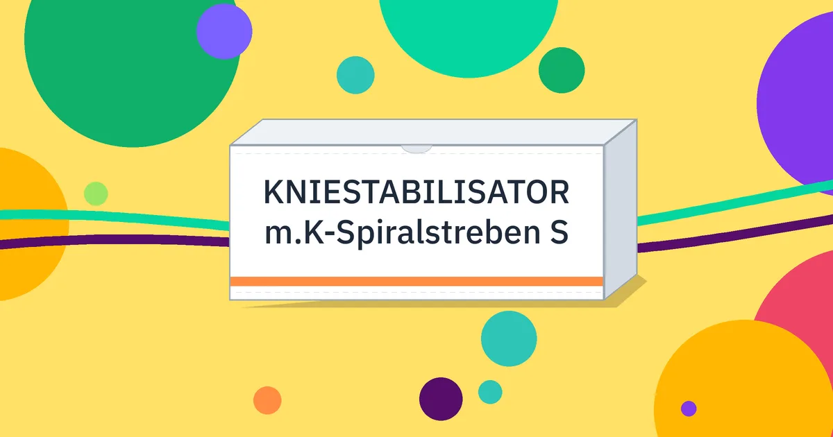 Symbolbild: Packung mit der Aufschrift KNIESTABILISATOR m.K-Spiralstreben S (PZN 19071675) – Verfügbarkeit und Bezug in Apotheken in Frankfurt am Main