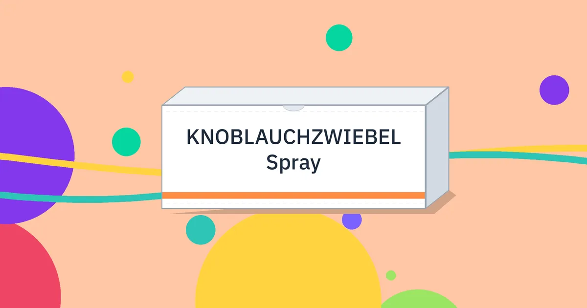 Symbolbild: Packung mit der Aufschrift KNOBLAUCHZWIEBEL Spray (PZN 17555162) – Verfügbarkeit und Bezug in Apotheken in Frankfurt am Main