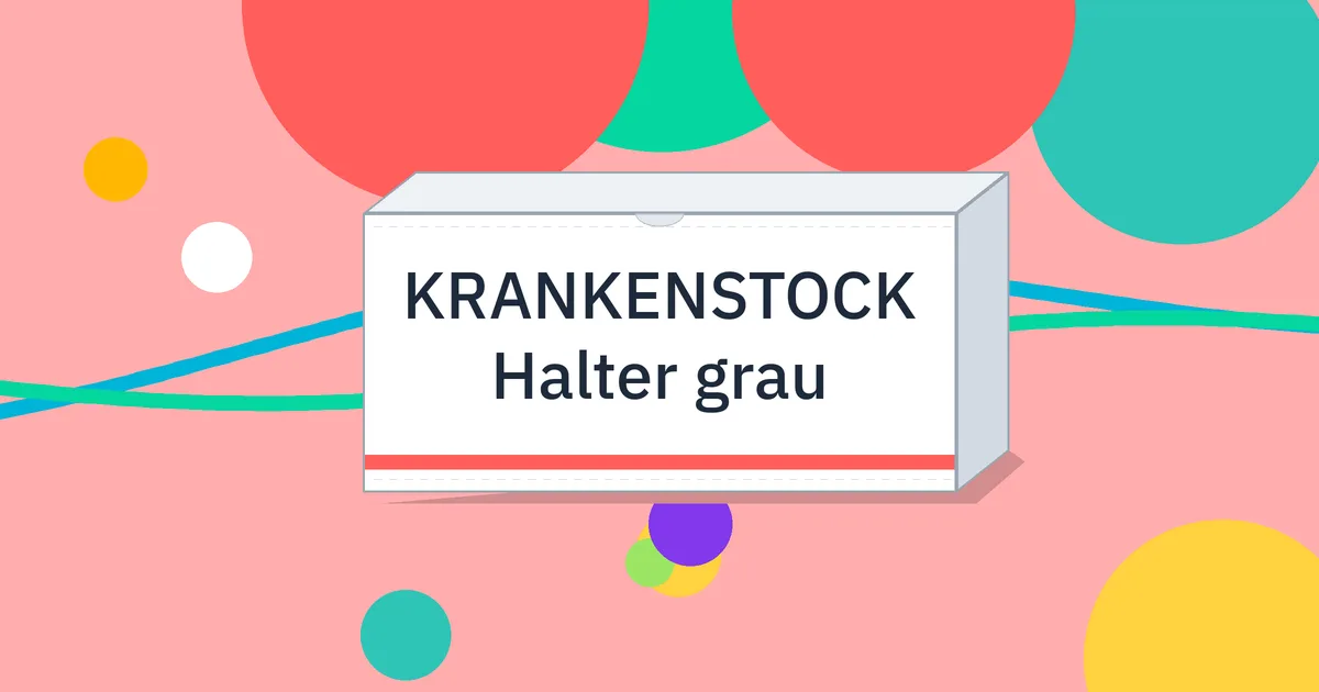 Symbolbild: Packung mit der Aufschrift KRANKENSTOCK Halter grau (PZN 02442096) – Verfügbarkeit und Bezug in Apotheken in Frankfurt am Main