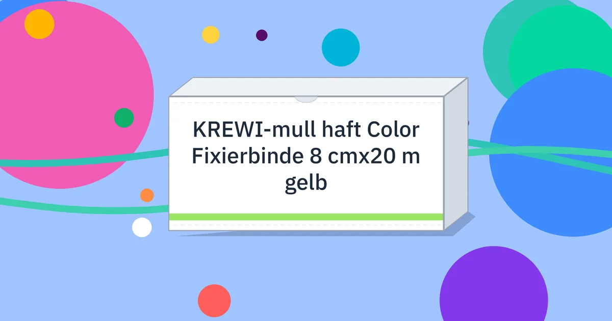 Symbolbild: Packung mit der Aufschrift KREWI-mull haft Color Fixierbinde 8 cmx20 m gelb (PZN 11338794) – Verfügbarkeit und Bezug in Apotheken in Frankfurt am Main