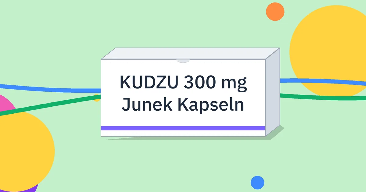 Symbolbild: Packung mit der Aufschrift KUDZU 300 mg Junek Kapseln (PZN 07082863) – Verfügbarkeit und Bezug in Apotheken in Frankfurt am Main