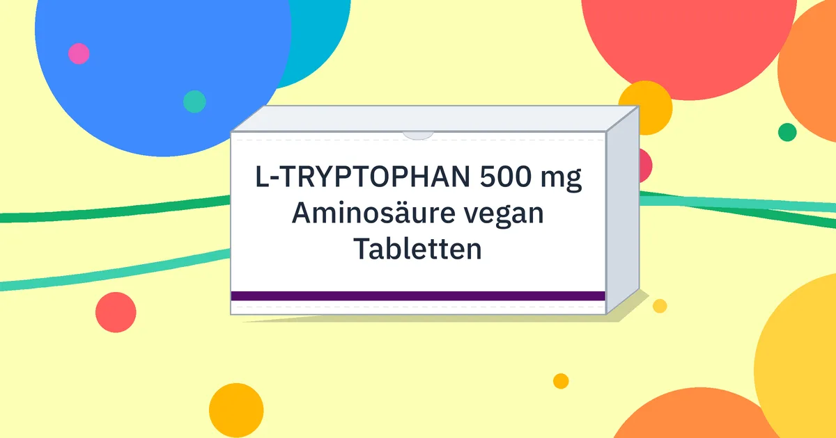 Symbolbild: Packung mit der Aufschrift L-TRYPTOPHAN 500 mg Aminosäure vegan Tabletten (PZN 18236594) – Verfügbarkeit und Bezug in Apotheken in Frankfurt am Main