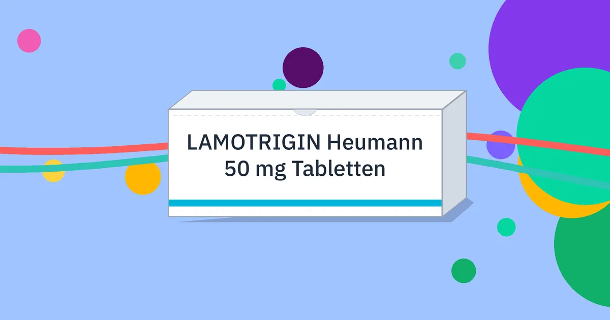 Symbolbild: Packung mit der Aufschrift LAMOTRIGIN Heumann 50 mg Tabletten (PZN 03887363) – Verfügbarkeit und Bezug in Apotheken in Frankfurt am Main