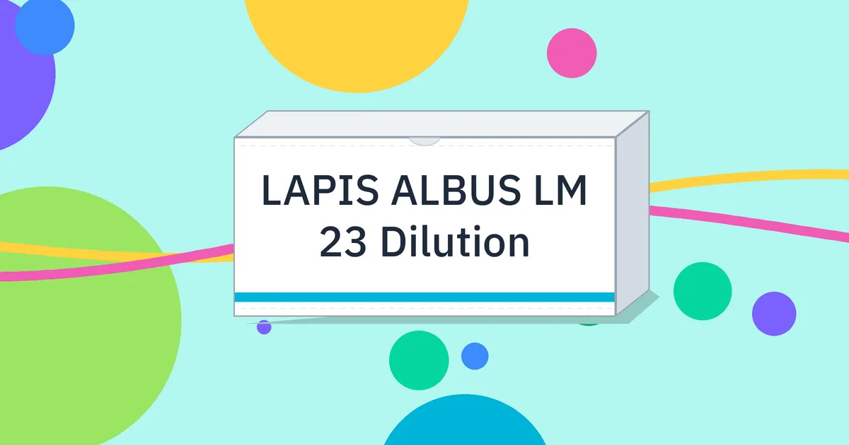 Symbolbild: Packung mit der Aufschrift LAPIS ALBUS LM 23 Dilution (PZN 13523260) – Verfügbarkeit und Bezug in Apotheken in Frankfurt am Main