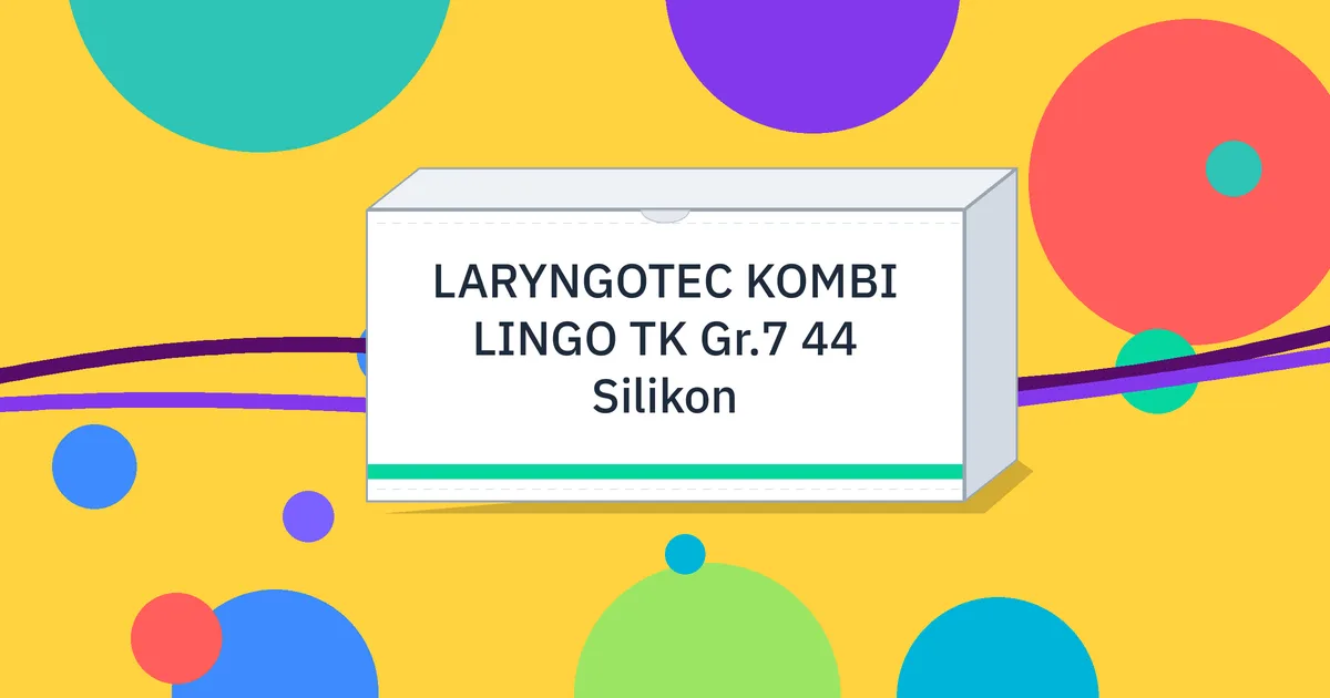 Symbolbild: Packung mit der Aufschrift LARYNGOTEC KOMBI LINGO TK Gr.7 44 Silikon (PZN 19691188) – Verfügbarkeit und Bezug in Apotheken in Frankfurt am Main
