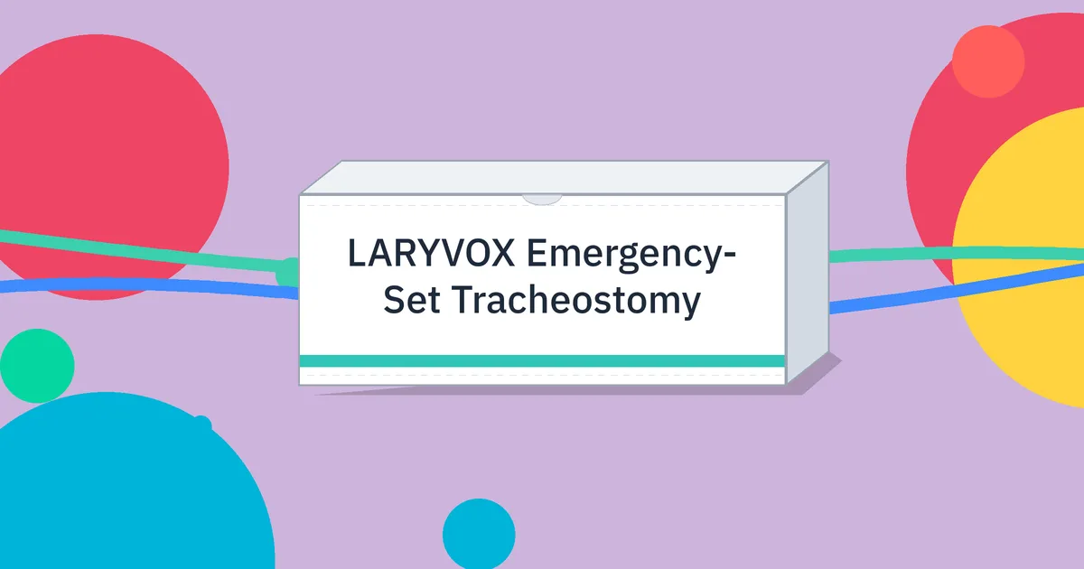Symbolbild: Packung mit der Aufschrift LARYVOX Emergency-Set Tracheostomy (PZN 15236501) – Verfügbarkeit und Bezug in Apotheken in Frankfurt am Main