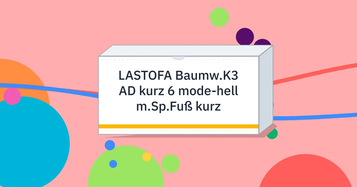 Symbolbild: Packung mit der Aufschrift LASTOFA Baumw.K3 AD kurz 6 mode-hell m.Sp.Fuß kurz (PZN 01953653) – Verfügbarkeit und Bezug in Apotheken in Frankfurt am Main