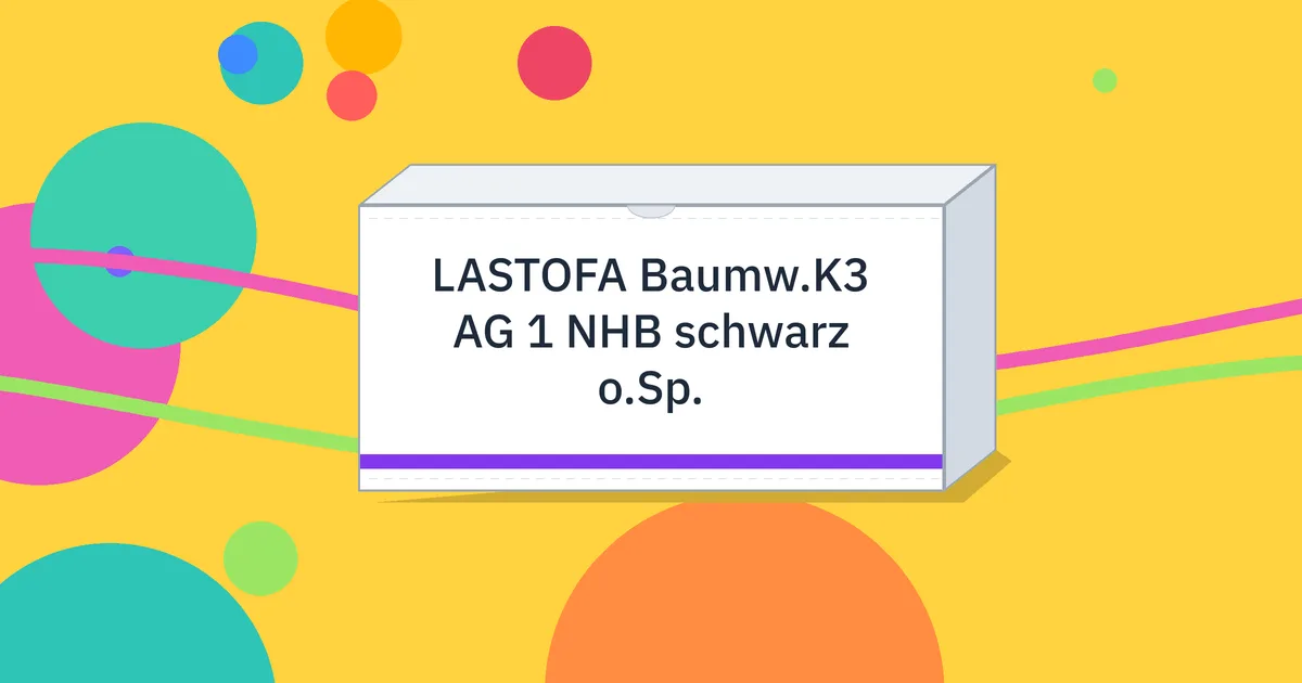 Symbolbild: Packung mit der Aufschrift LASTOFA Baumw.K3 AG 1 NHB schwarz o.Sp. (PZN 01954842) – Verfügbarkeit und Bezug in Apotheken in Frankfurt am Main