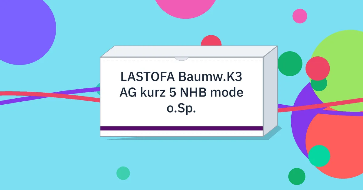Symbolbild: Packung mit der Aufschrift LASTOFA Baumw.K3 AG kurz 5 NHB mode o.Sp. (PZN 01955942) – Verfügbarkeit und Bezug in Apotheken in Frankfurt am Main
