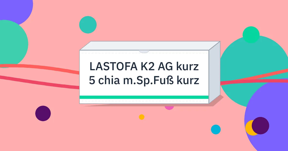 Symbolbild: Packung mit der Aufschrift LASTOFA K2 AG kurz 5 chia m.Sp.Fuß kurz (PZN 13806070) – Verfügbarkeit und Bezug in Apotheken in Frankfurt am Main
