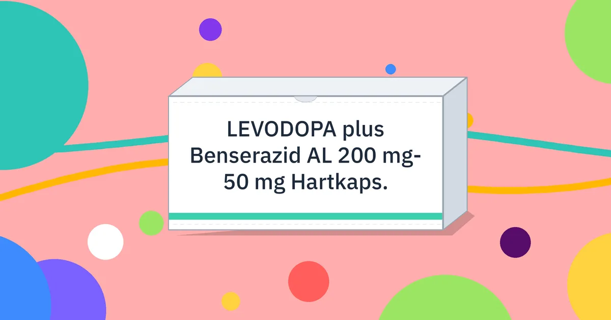 Symbolbild: Packung mit der Aufschrift LEVODOPA plus Benserazid AL 200 mg-50 mg Hartkaps. (PZN 12565782) – Verfügbarkeit und Bezug in Apotheken in Frankfurt am Main