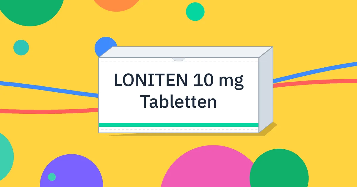 Symbolbild: Packung mit der Aufschrift LONITEN 10 mg Tabletten (PZN 12592709) – Verfügbarkeit und Bezug in Apotheken in Frankfurt am Main