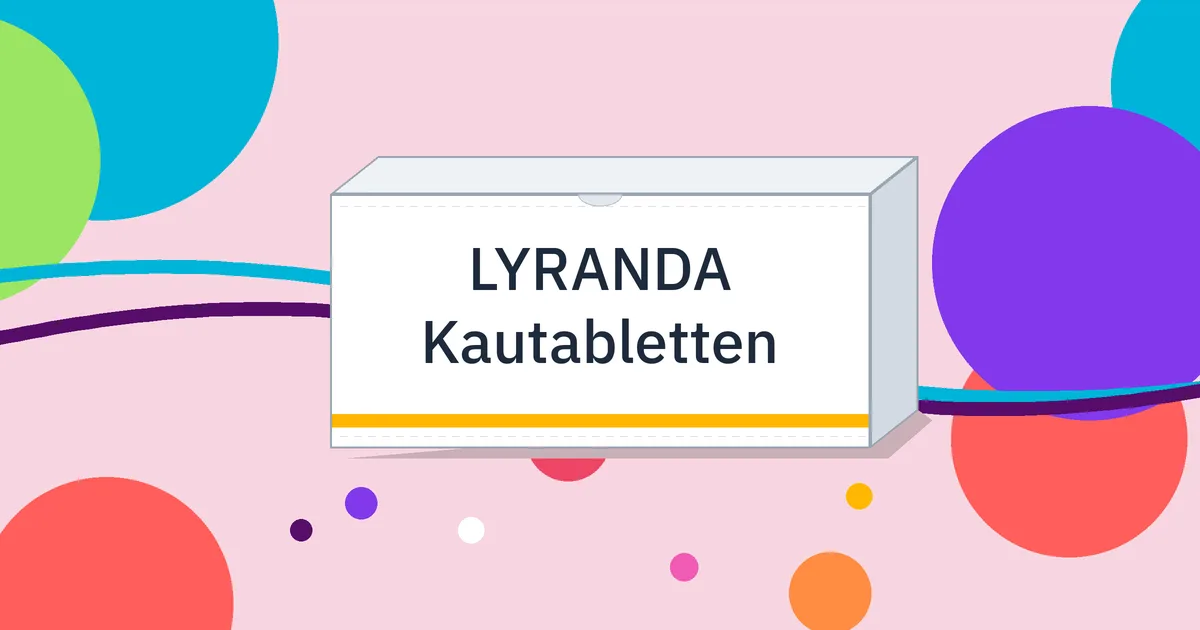 Symbolbild: Packung mit der Aufschrift LYRANDA Kautabletten (PZN 13986787) – Verfügbarkeit und Bezug in Apotheken in Frankfurt am Main