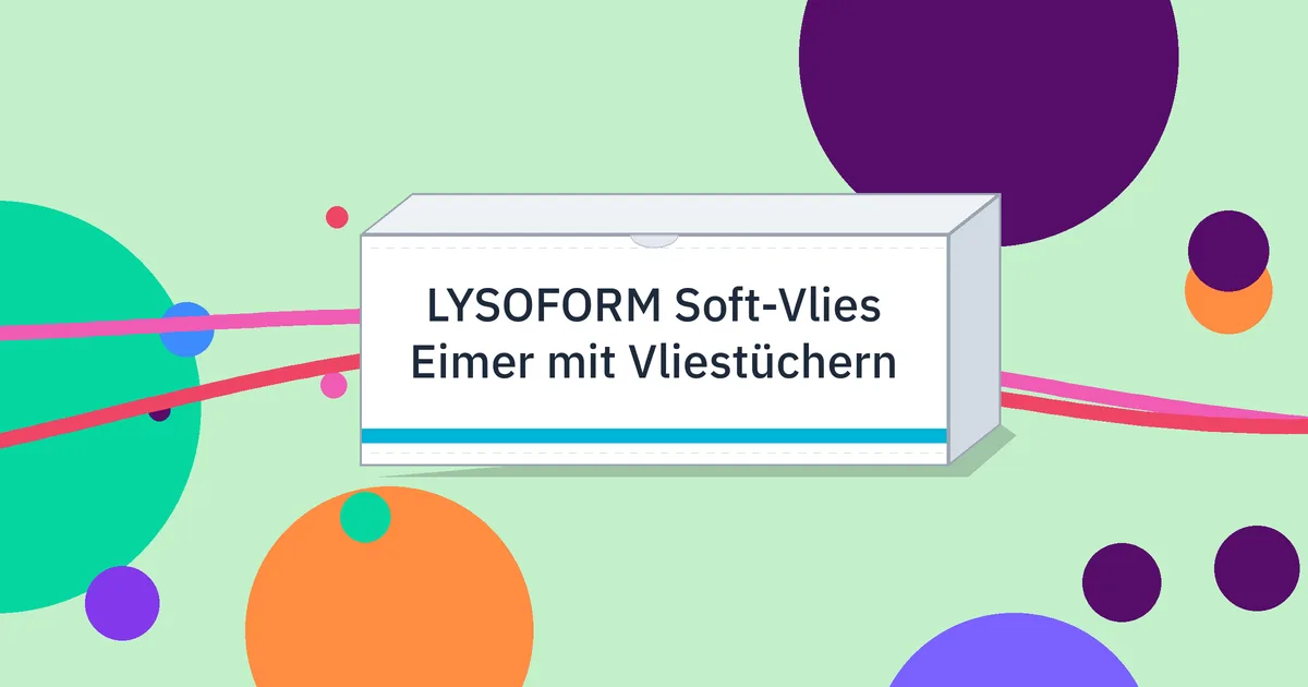 Symbolbild: Packung mit der Aufschrift LYSOFORM Soft-Vlies Eimer mit Vliestüchern (PZN 19979937) – Verfügbarkeit und Bezug in Apotheken in Frankfurt am Main