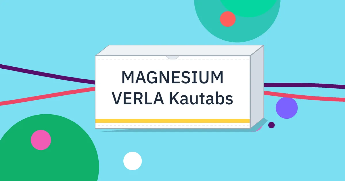 Symbolbild: Packung mit der Aufschrift MAGNESIUM VERLA Kautabs (PZN 12354513) – Verfügbarkeit und Bezug in Apotheken in Frankfurt am Main