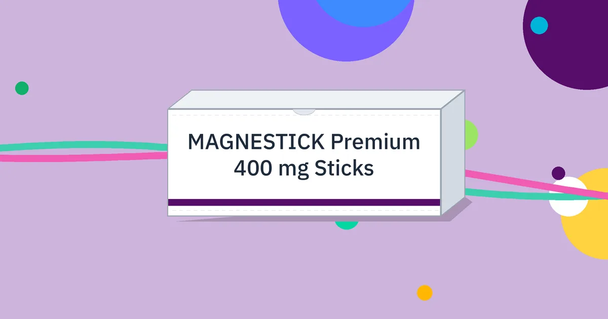 Symbolbild: Packung mit der Aufschrift MAGNESTICK Premium 400 mg Sticks (PZN 16783458) – Verfügbarkeit und Bezug in Apotheken in Frankfurt am Main