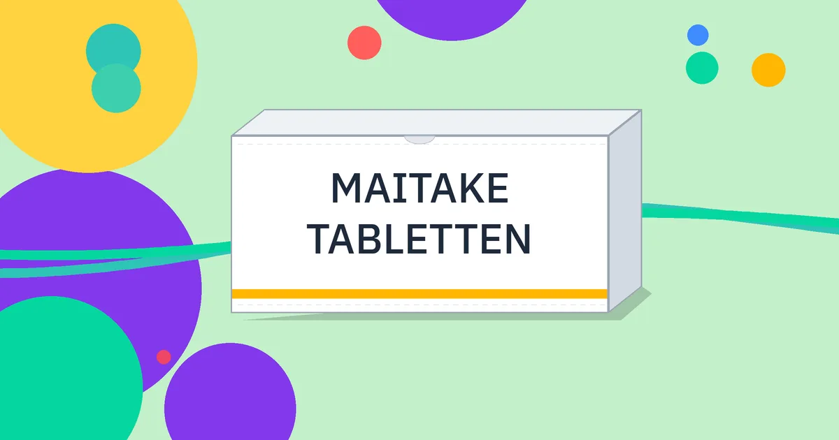 Symbolbild: Packung mit der Aufschrift MAITAKE TABLETTEN (PZN 08424455) – Verfügbarkeit und Bezug in Apotheken in Frankfurt am Main